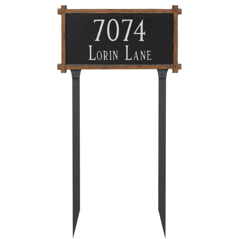 Two Line Mission Oak Address Sign Plaque with Lawn Stakes – Montague ...