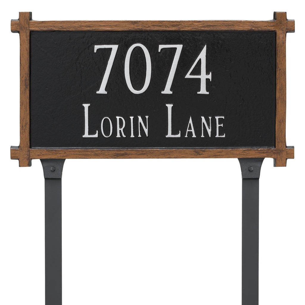 Two Line Mission Oak Address Sign Plaque with Lawn Stakes – Montague ...