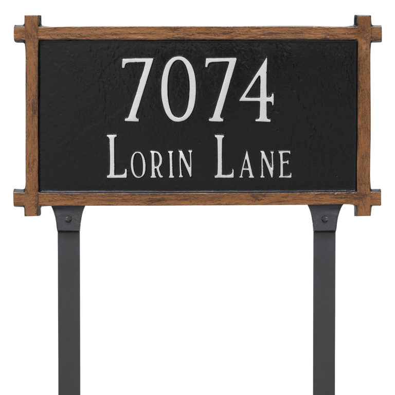 Two Line Mission Oak Address Sign Plaque with Lawn Stakes – Montague ...