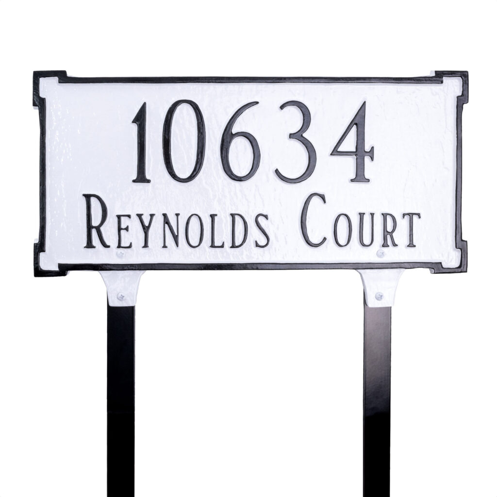 New Yorker Estate Two Line Address Sign Plaque with Lawn Stakes ...