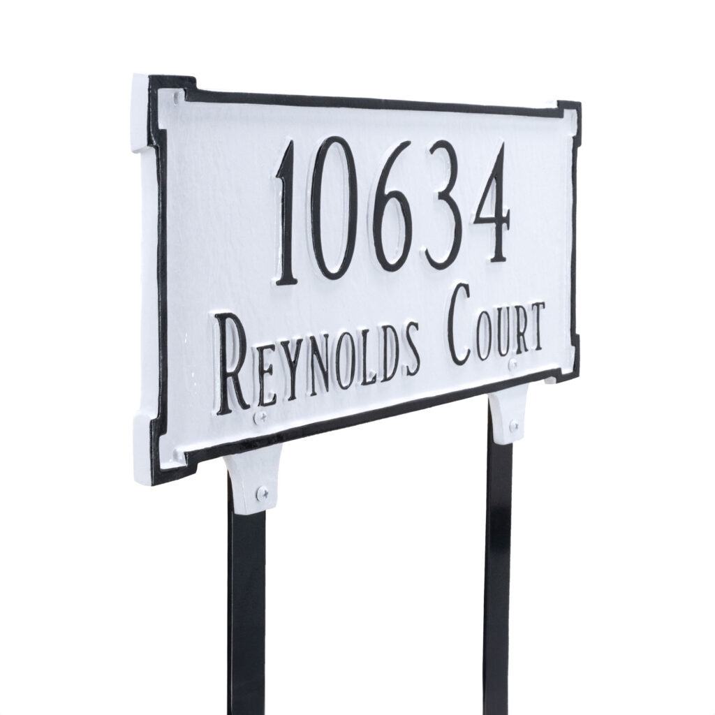 New Yorker Estate Two Line Address Sign Plaque with Lawn Stakes ...