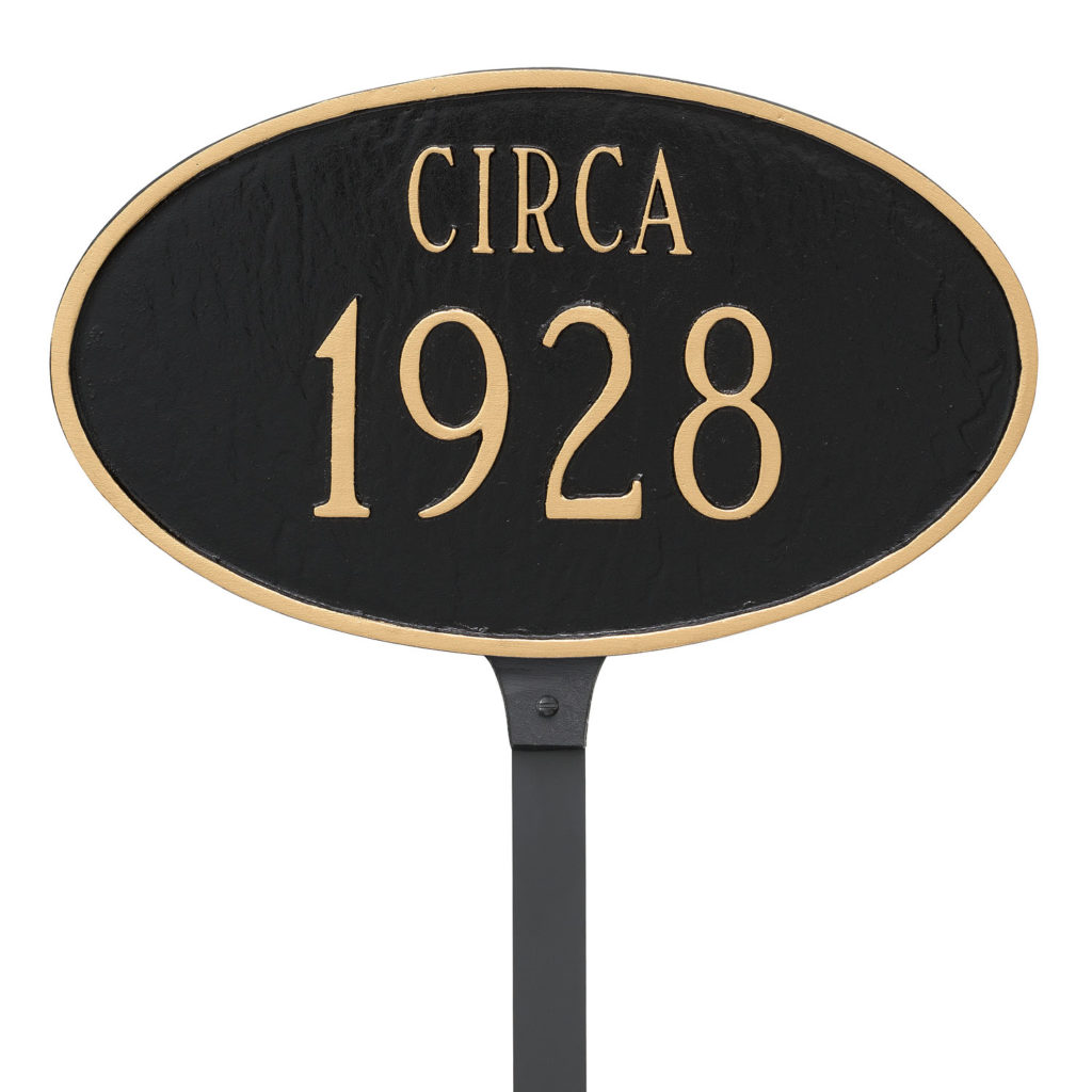Historical Oval Address Sign Plaque with Lawn Stakes – Montague Metal ...