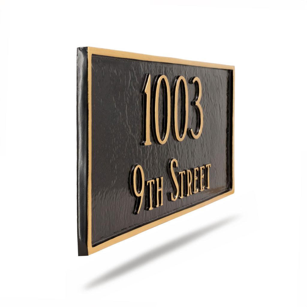 Classic Rectangle Estate Two Line Address Sign Plaque – Montague Metal ...