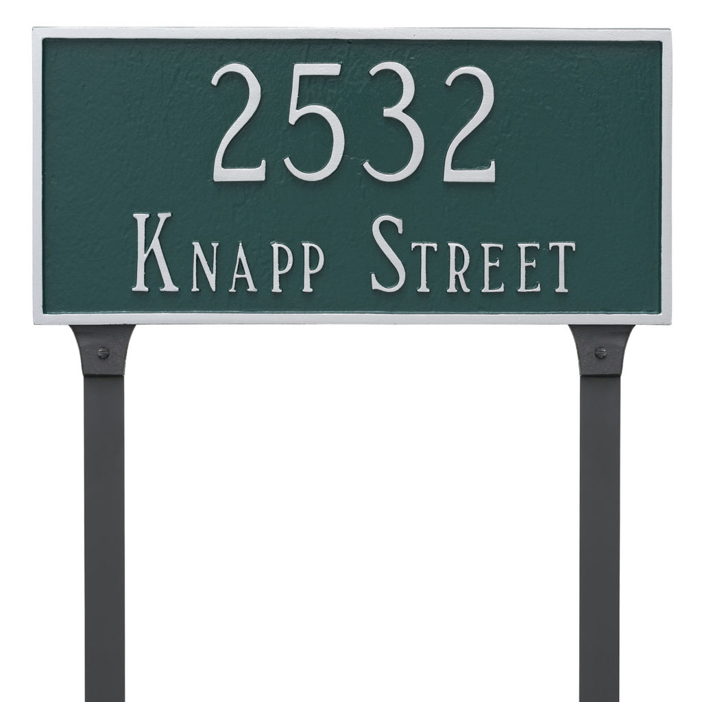 Classic Rectangle Large Two Line Address Sign Plaque with Lawn Stakes ...
