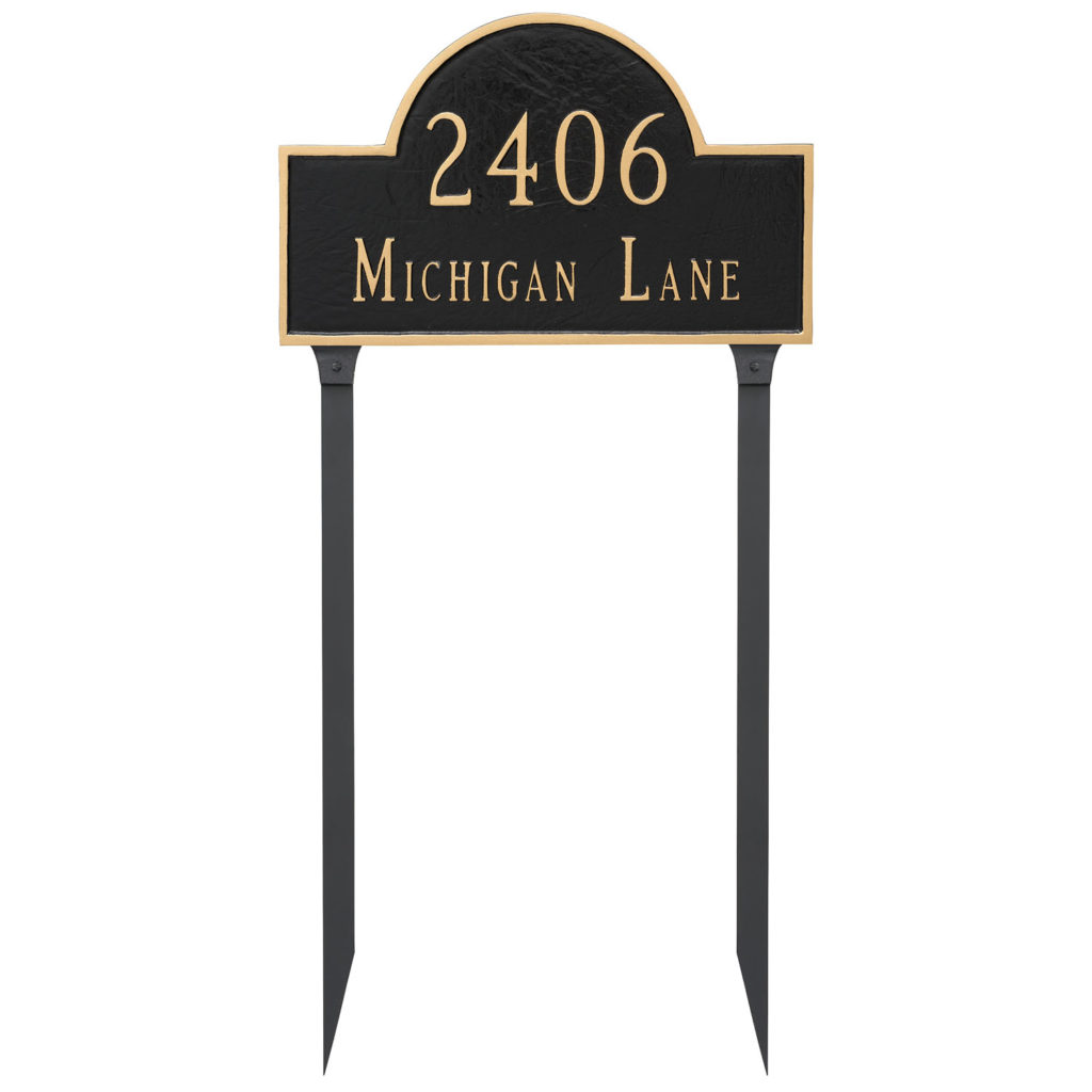 Classic Arch Standard Two Line Address Sign Plaque with Lawn Stakes ...