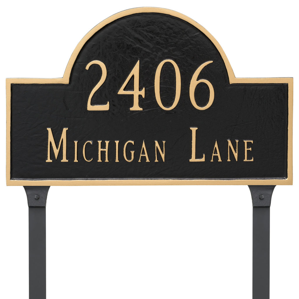 Classic Arch Large Two Line Address Sign Plaque with Lawn Stakes ...