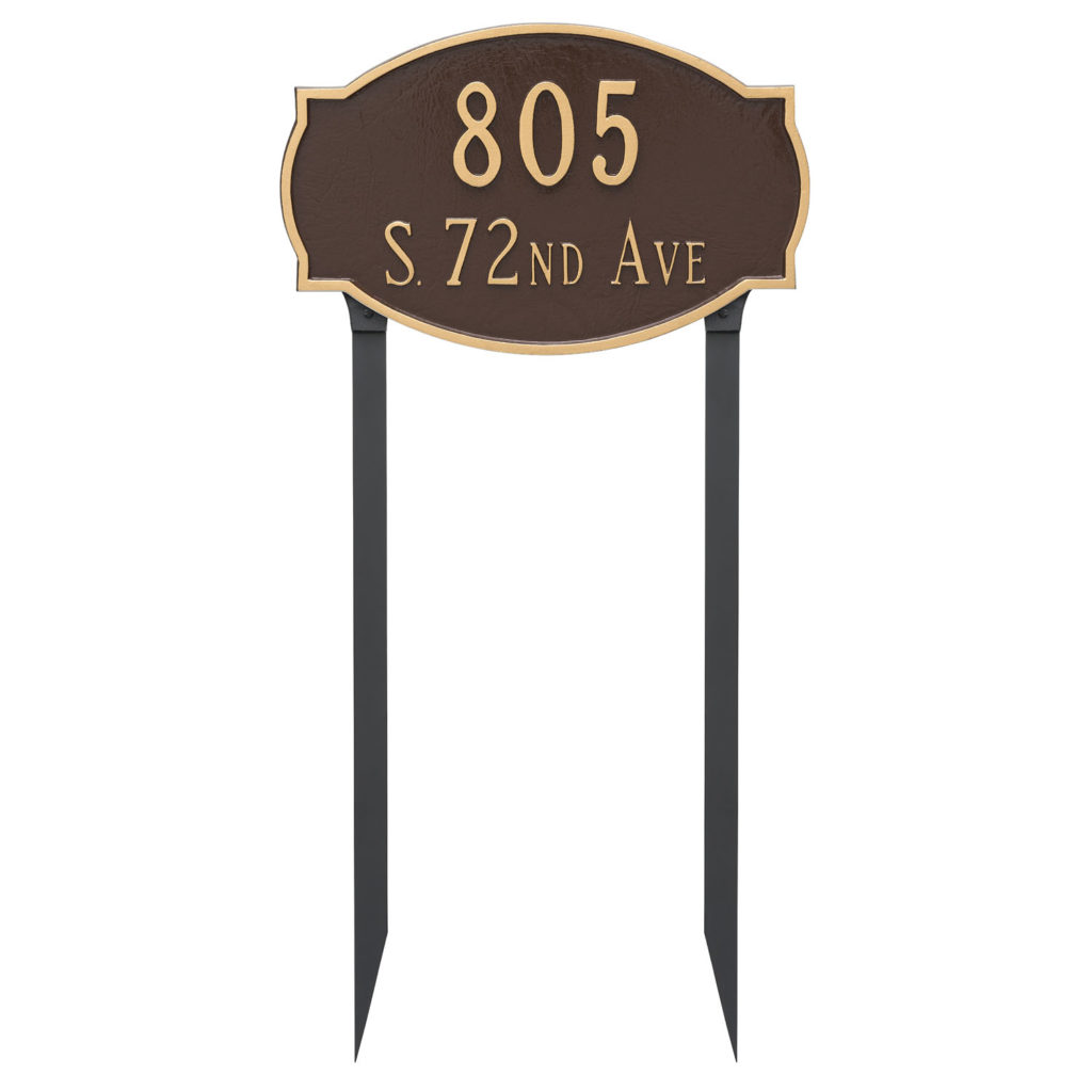 Cambridge Standard Two Line Address Sign Plaque with Lawn Stakes ...