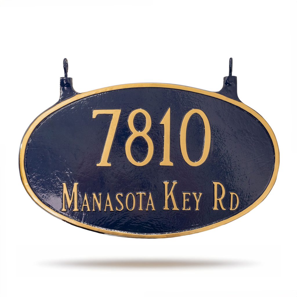 Double Sided Hanging Classic Oval Two Line Large Address Sign Plaque ...