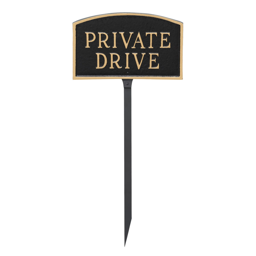 5.5″ x 9″ Small Arch Private Drive Statement Plaque Sign with Lawn ...