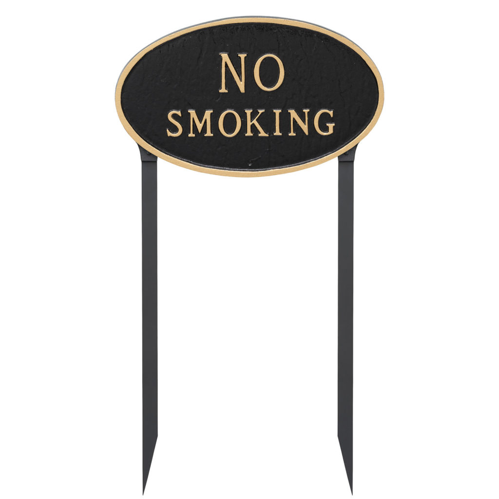 10″ x 18″ Large Oval No Smoking Statement Plaque Sign with Lawn Stakes ...