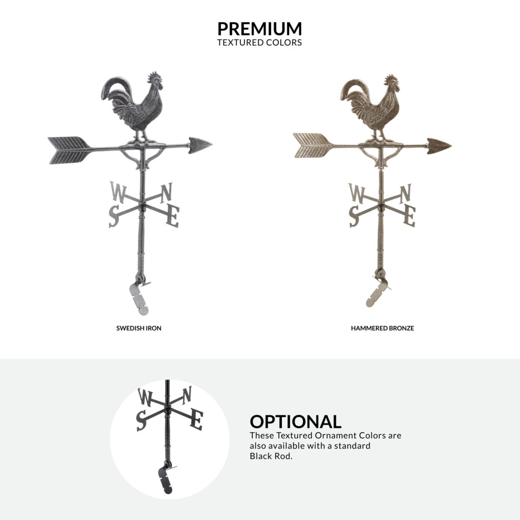 32″ Aluminum Rooster Weathervane (Color & Mount Options) – Montague ...