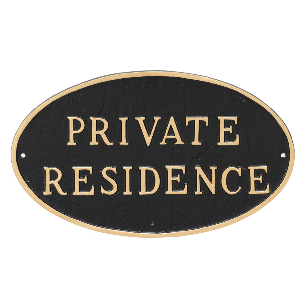 8.5″ x 13″ Standard Oval Private Residence Statement Plaque Sign with ...
