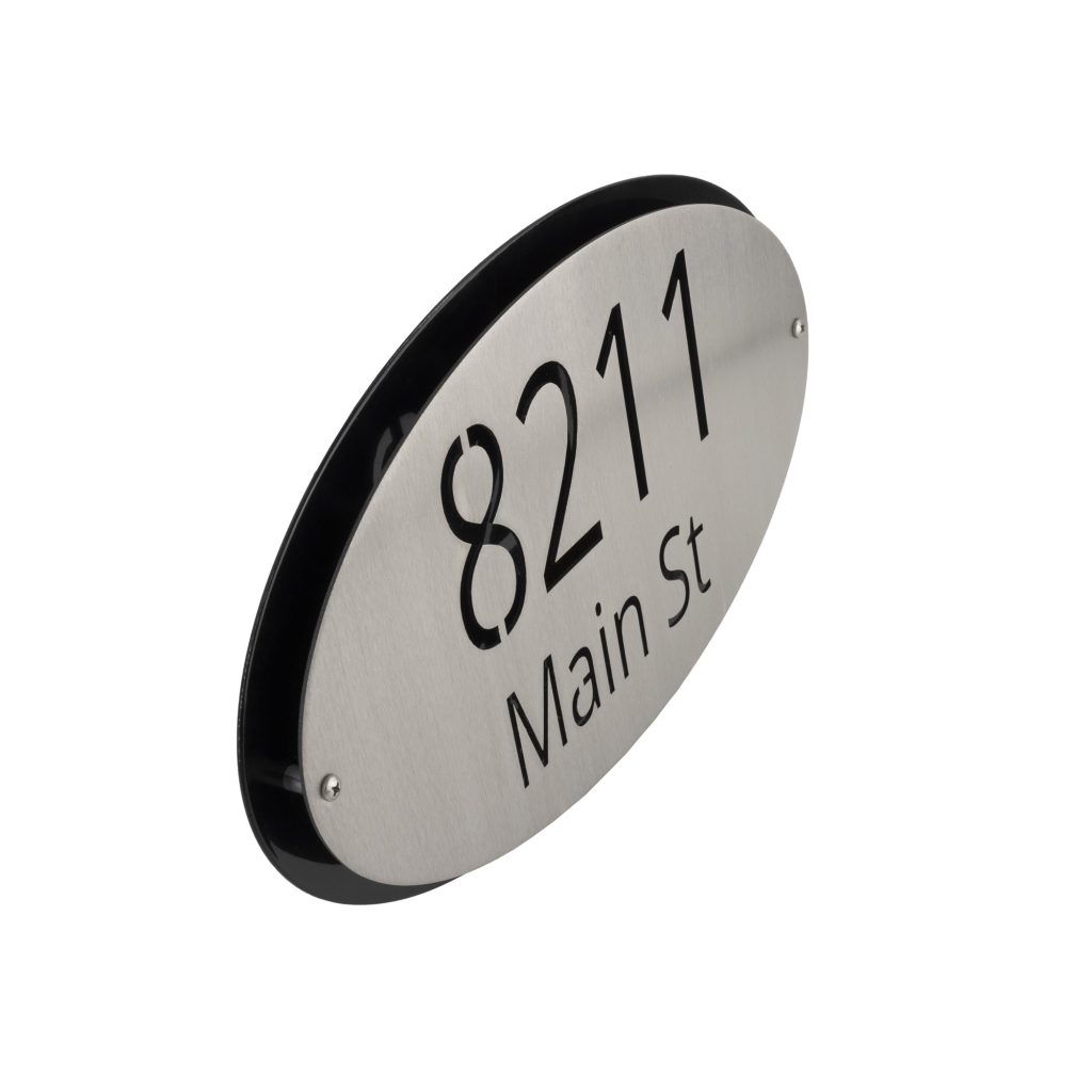 Classic Oval Floating Sign Two Line Wall or Stake Mount – Montague ...