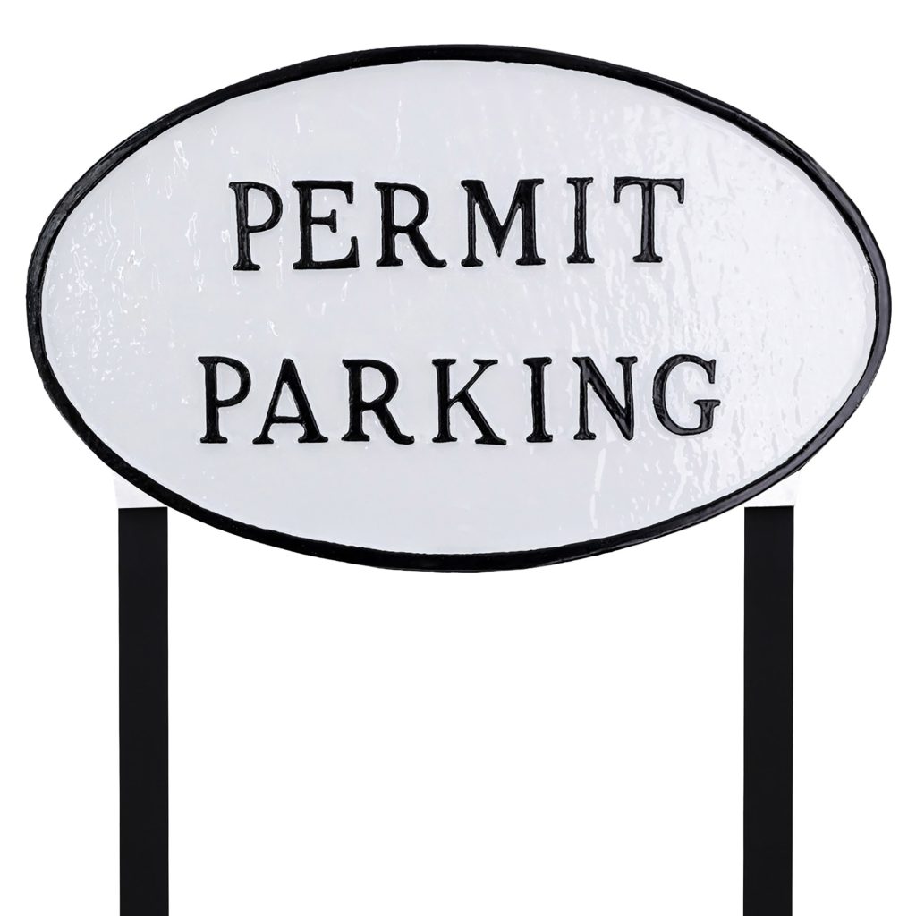 Oval Permit Parking Statement Plaque Sign (Mount, Size & Color Options ...