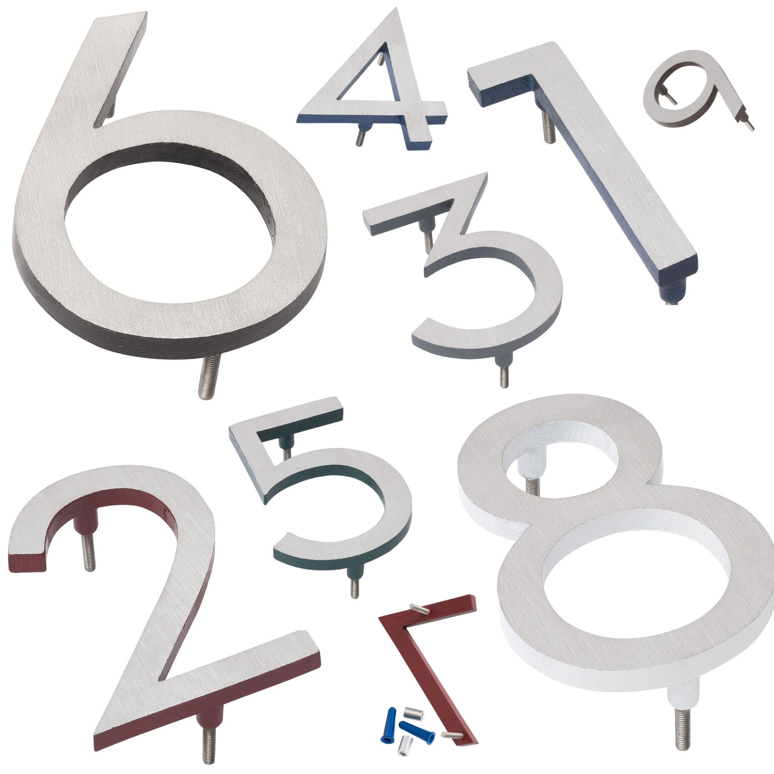 Polished Satin Nickel Two Tone Modern Floating House Numbers (8 Sizes ...