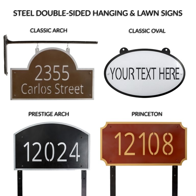 Steel Double Sided One-Line or Two-Line Hanging & Lawn Address Sign ...