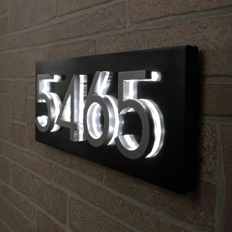 Personalized Backlit LED Horizontal Modern Wall or Lawn 1-5 Digit ...